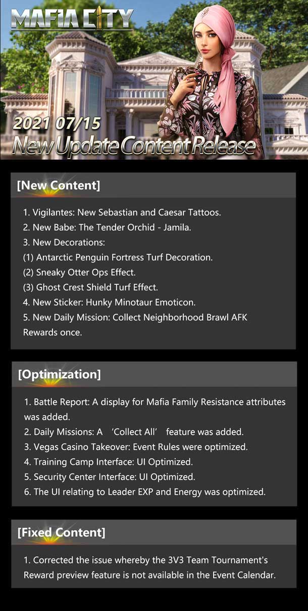 New Update Is Here (2021-07-15) | Mafia City H5