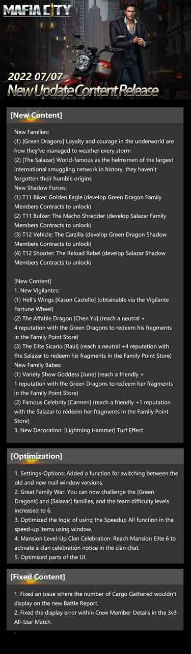 New Update Is Here (2022-07-07) | Mafia City H5