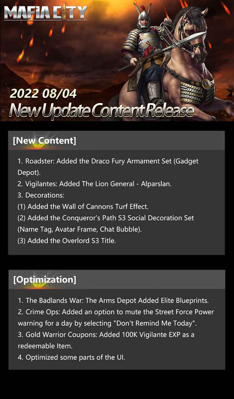 New Update Is Here (2022-08-04) | Mafia City H5