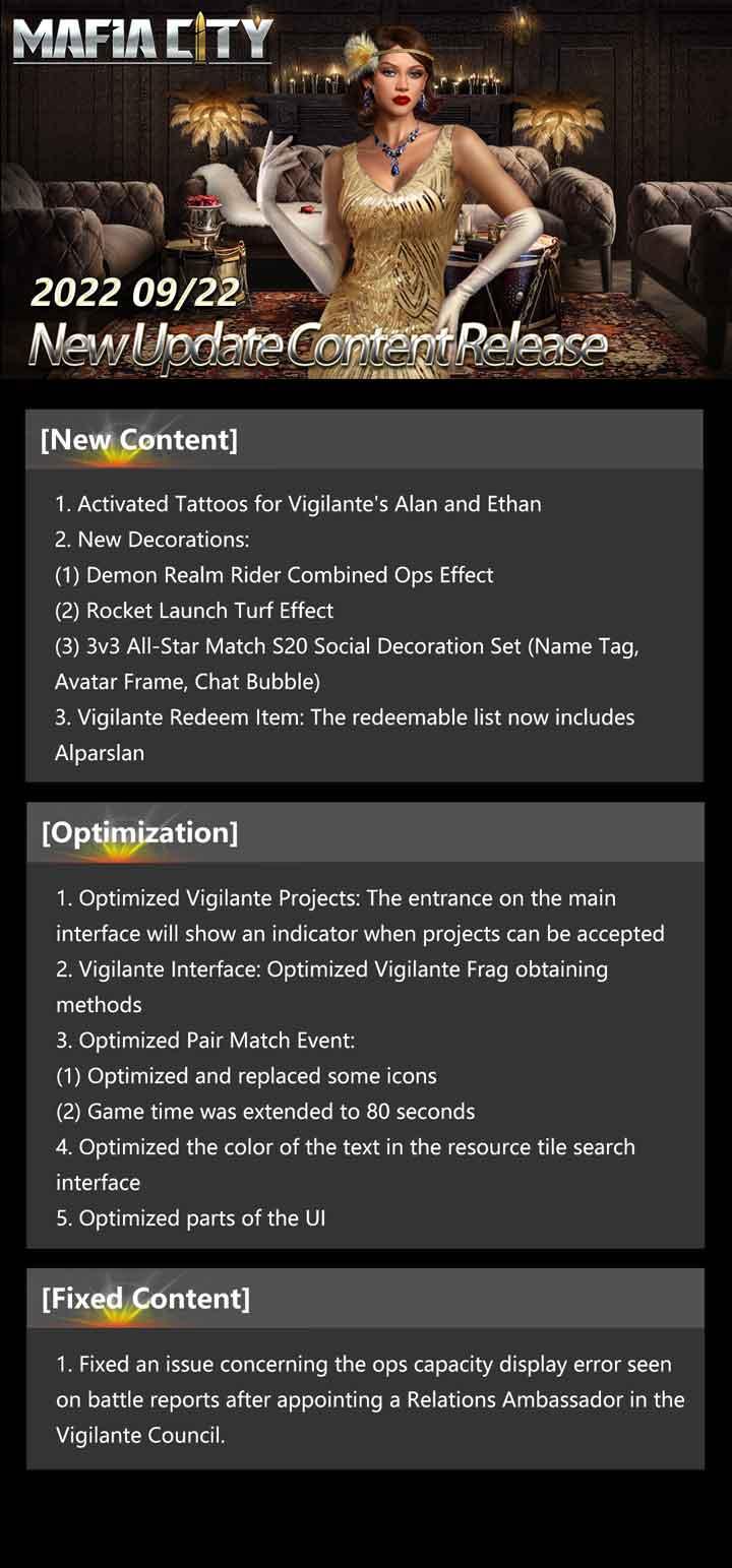 New Update Is Here (2022-09-22) | Mafia City H5